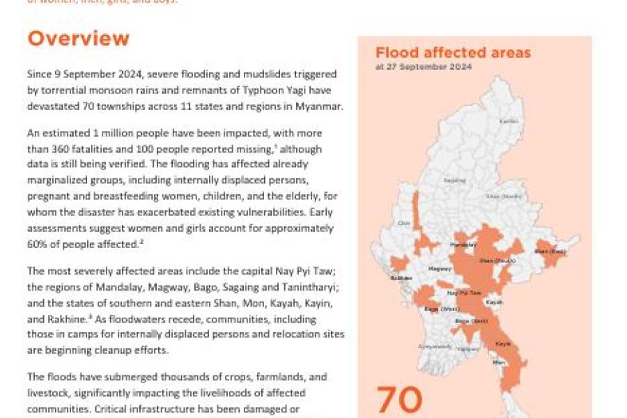 Gender-Impact Flash Update: Myanmar Flooding No. 1 - 1 October 2024 | United Nations in Myanmar